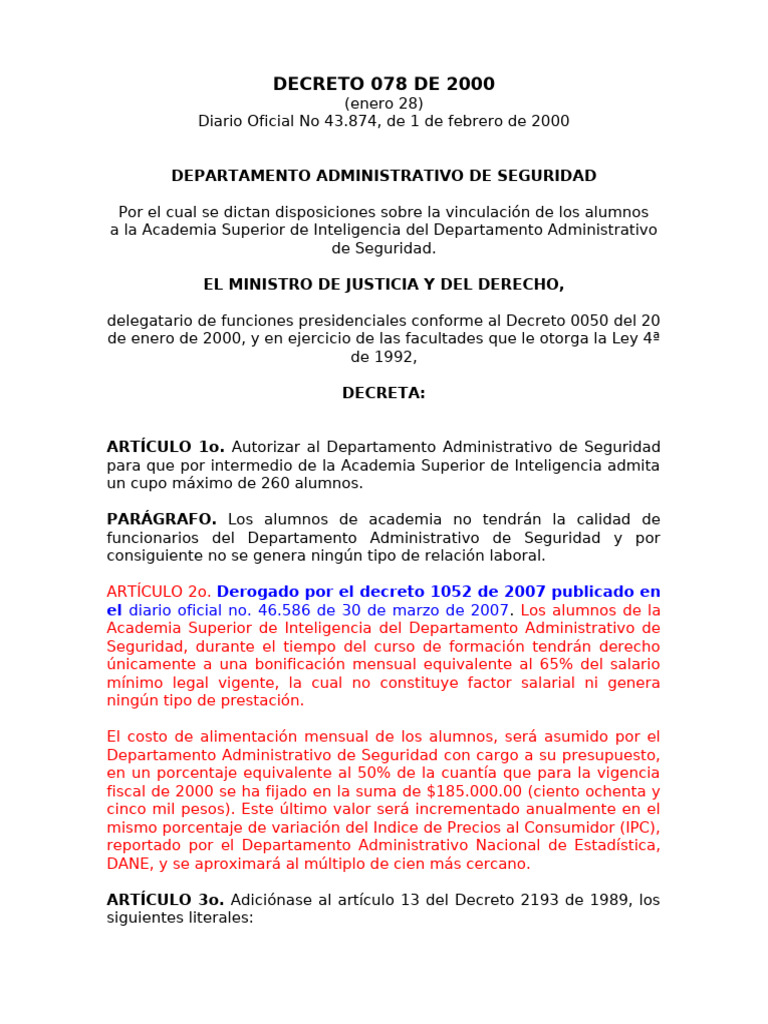 Decreto 78 de 2000 | PDF | Gobierno