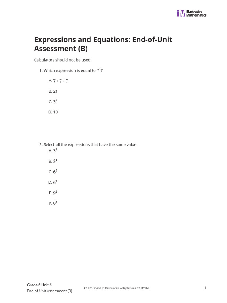 Grade6 6 End of Unit Assessment (B) Assessment | PDF | Creative Commons ...