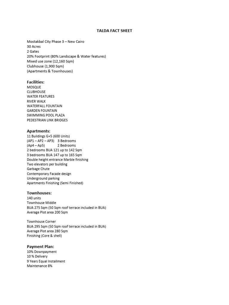 Talda Fact Sheet | PDF