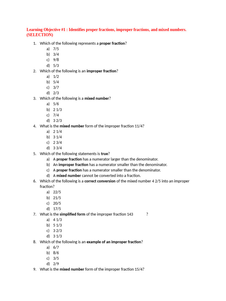Summative Test Fractions | PDF | Lexicology | Algebra