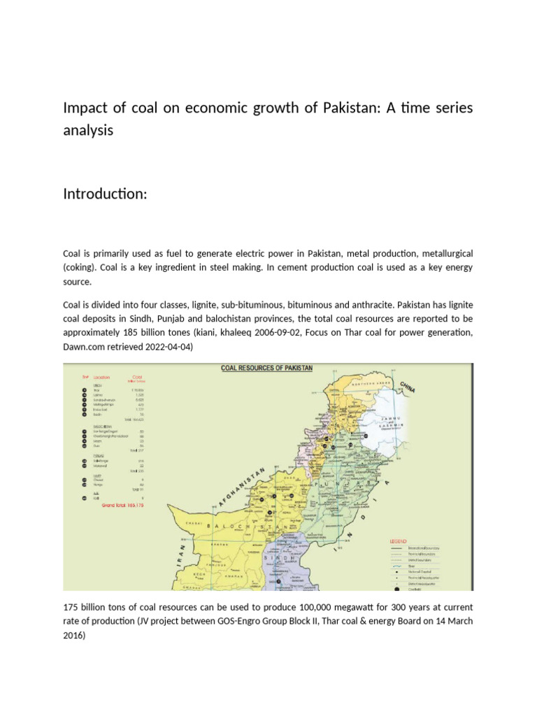 Impact of Coal On GDP of Pakistan A Time Series Analysis by Saima Saeed | PDF | Coal | Economic ...