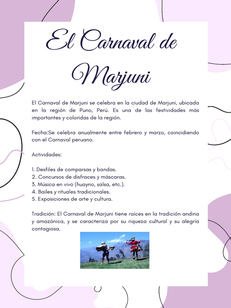 Carnaval de Marjuni: Tradición y Festividad | PDF