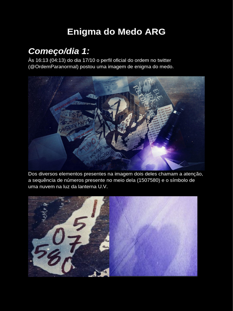 ENIGMA DO MEDO - ARG | PDF | Imagem