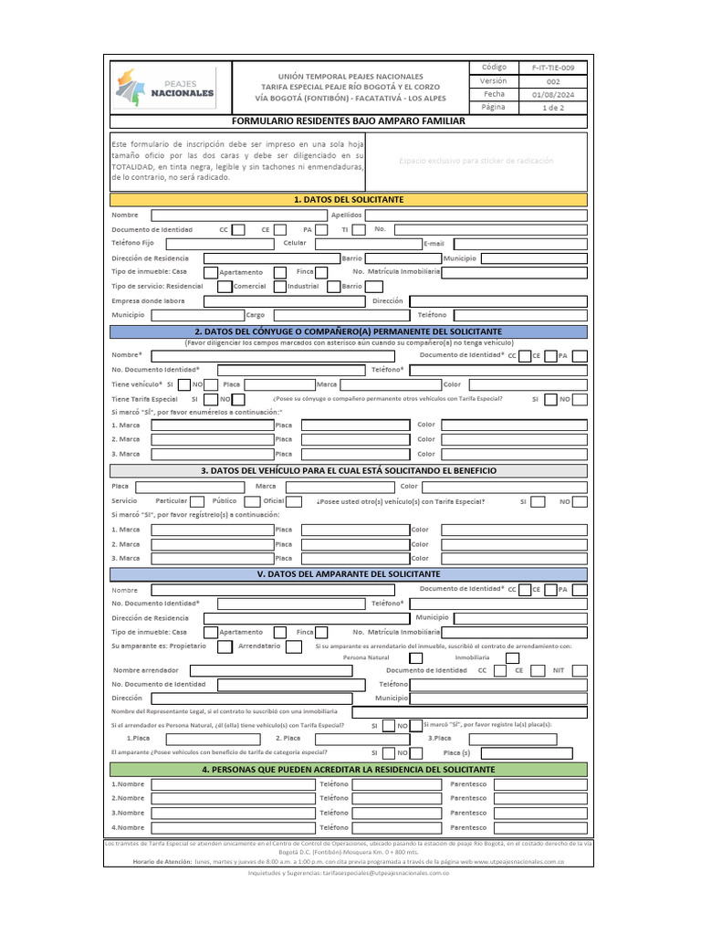 F IT TIE 009 FORMULARIO AMPARO FAMILIAR v2 | PDF | Documento de identidad | Bogotá