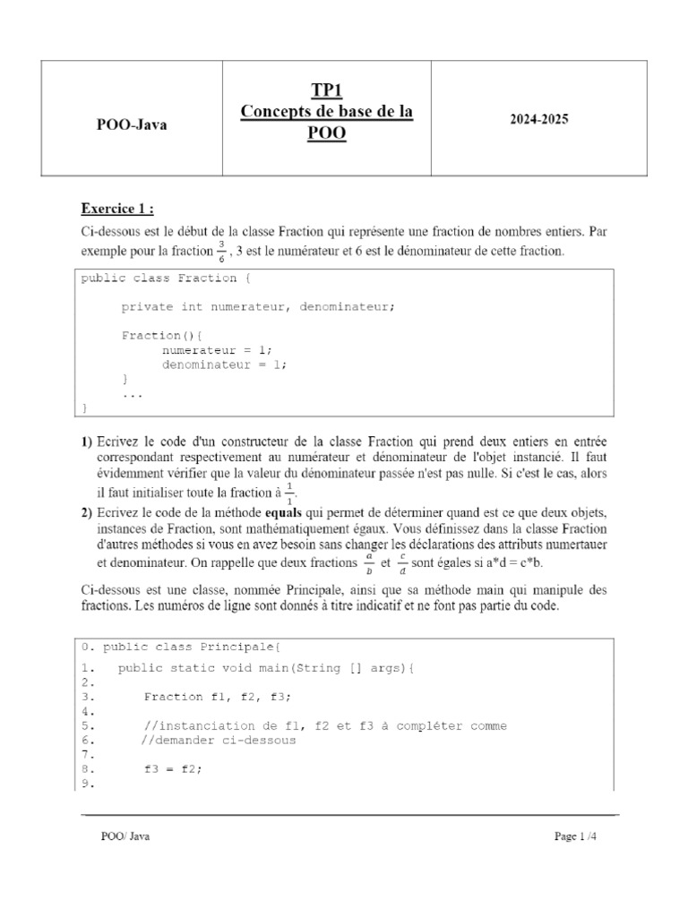 TP1_POO-Concepts de base de la P. O. O.pdf | PDF