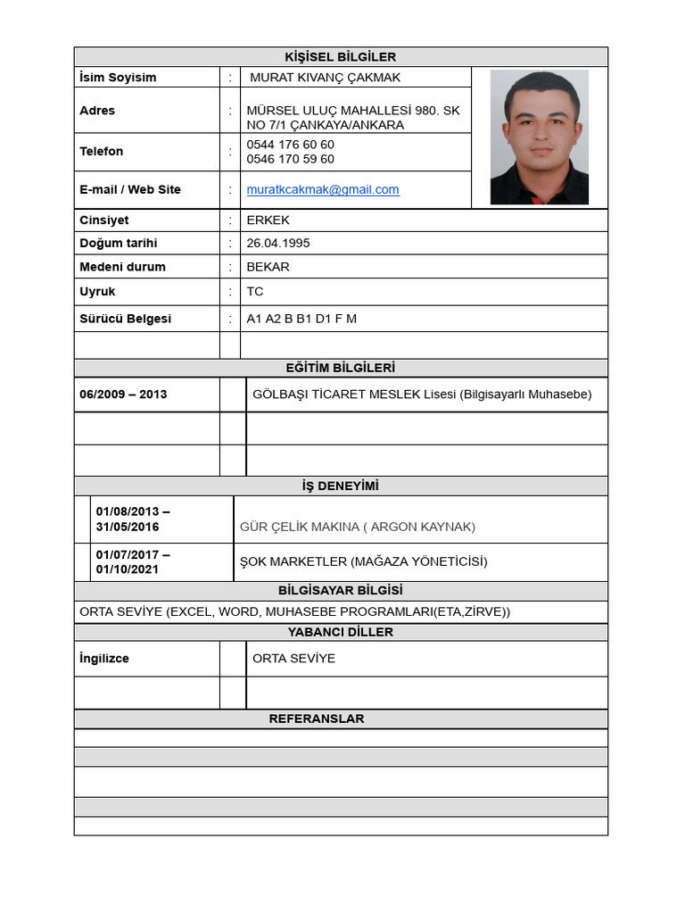 Bos CV Örnekleri Word CV Hazirlama Com | PDF