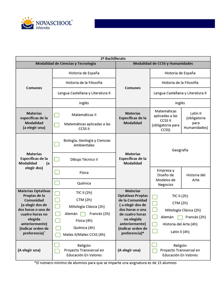 2024 - 06 - 03 - 100837 - Asignaturas 2BACH | PDF