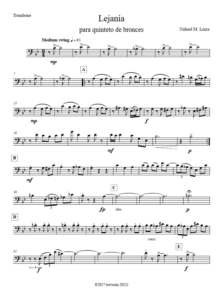 Trombone Quintet Score: Lejanía | PDF