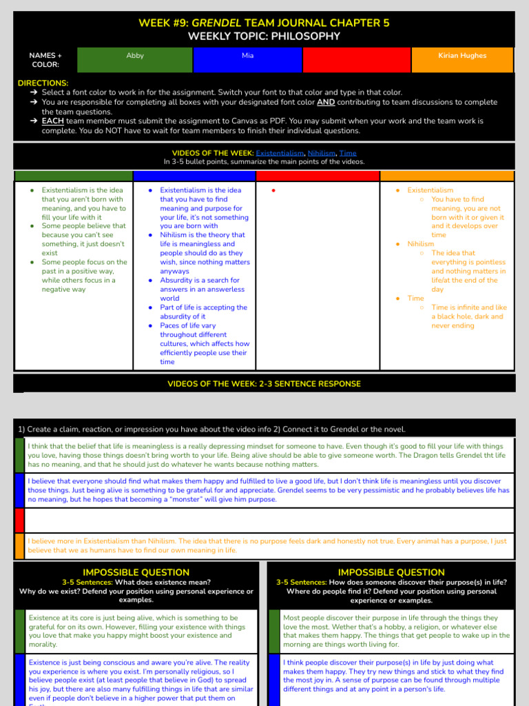 24-25 Grendel Journal - Chapter 5 | PDF | Existence | Beowulf