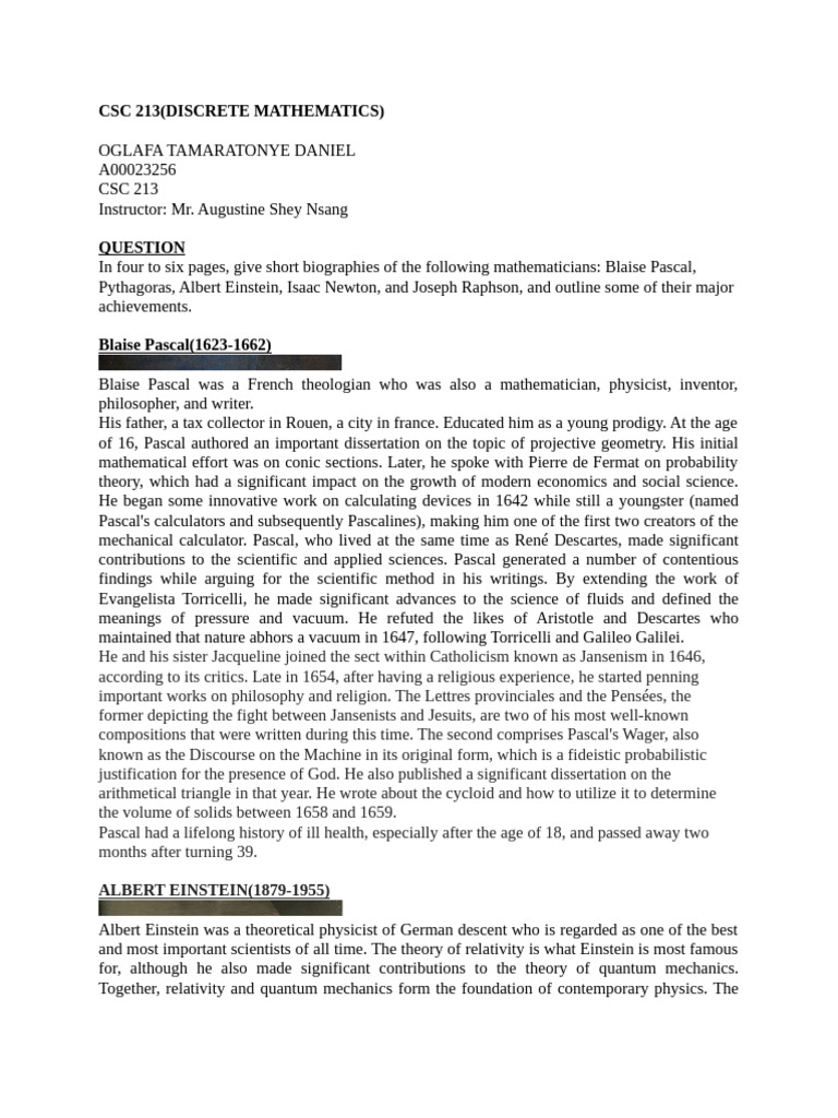 Paper CSC 213 (Discrete Mathematics) | PDF | Pythagoras | Physics