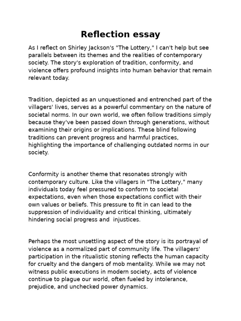 Reflection Essay | PDF