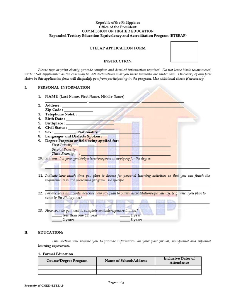 Eteeap Form | PDF | University And College Admission | Academic Degree