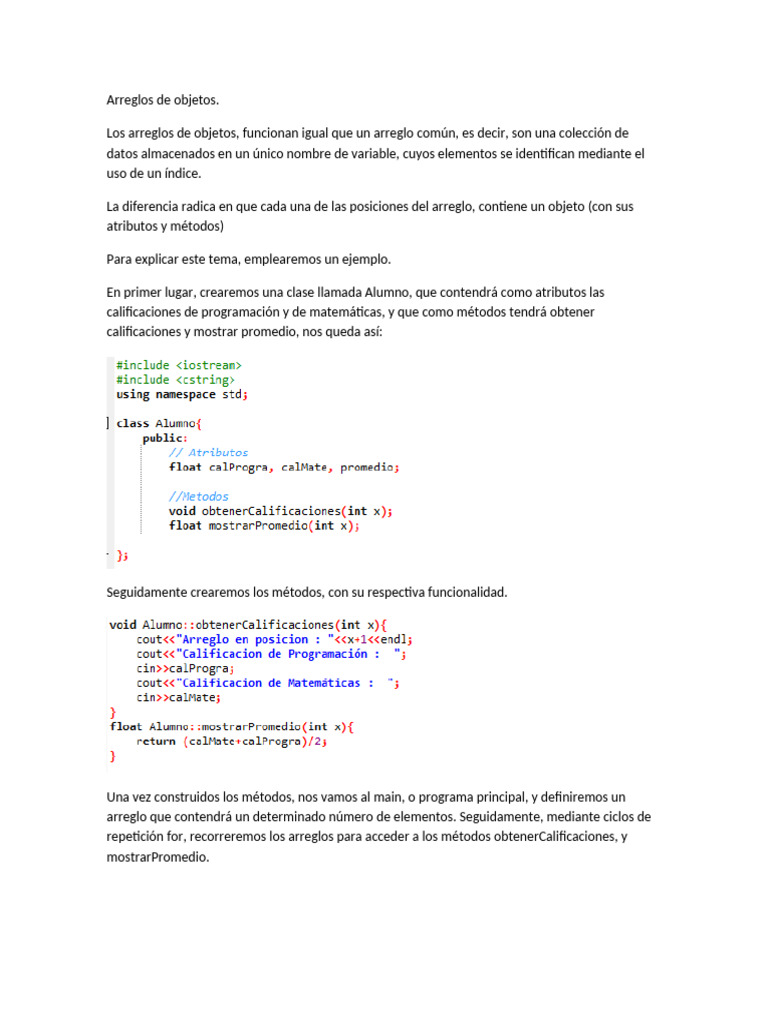 Arreglos de objetos | PDF