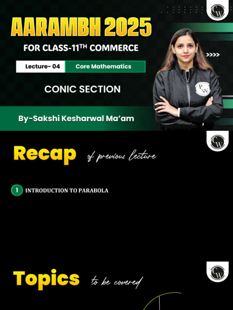 Conic Section 04 Class Notes Pdf