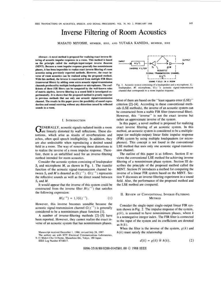 Inverse_filtering_of_room_acoustics | PDF | Filter (Signal Processing ...
