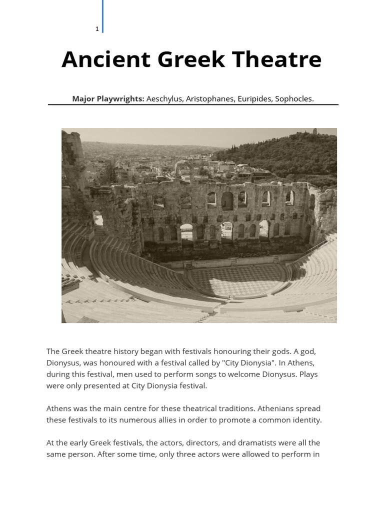 Ancient Greek Theatre | PDF | Theatre | Tragedy