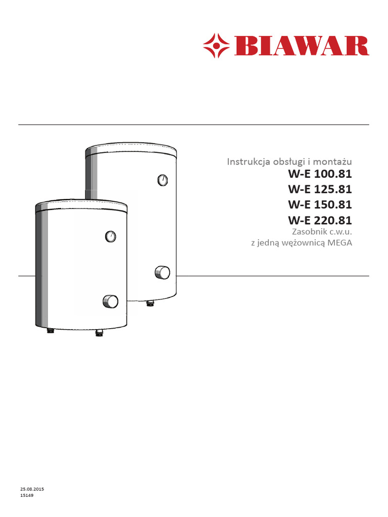 Instrukcja Obsługi I Montażu Biawar 15149 W-E 100-220.81 | PDF