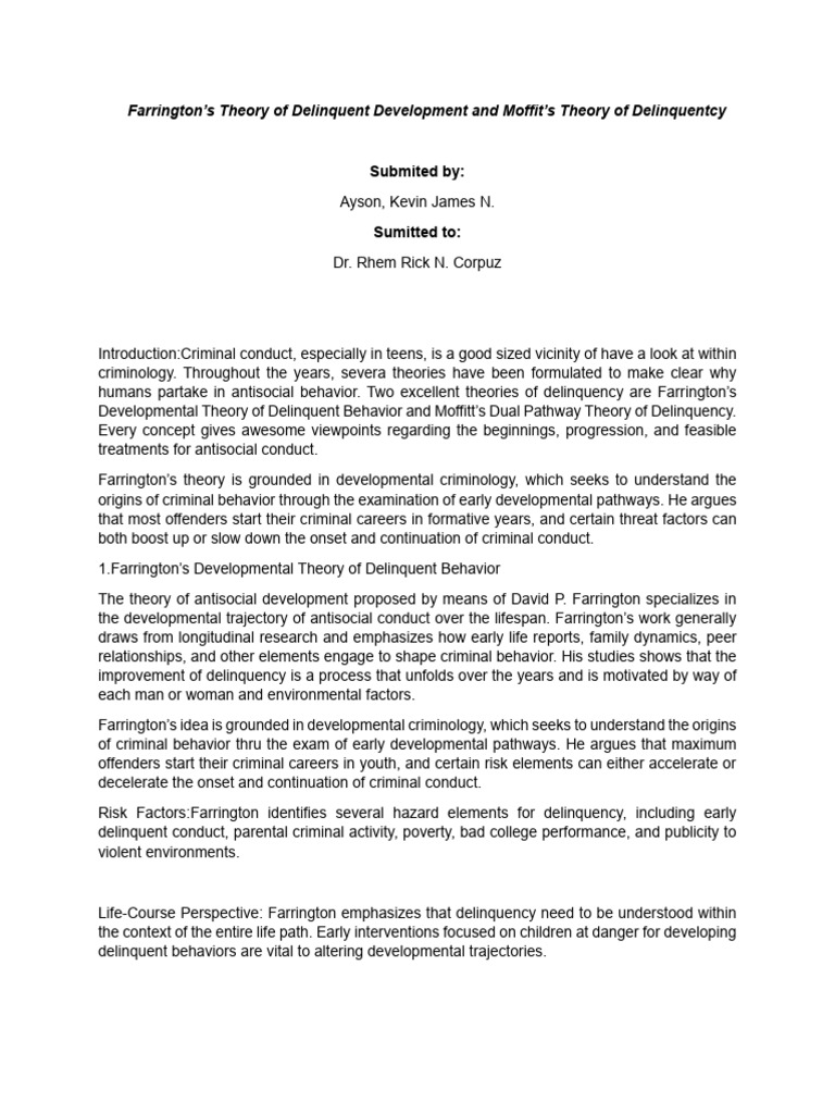 Ayson Kevin Written Report | PDF | Juvenile Delinquency | Criminology