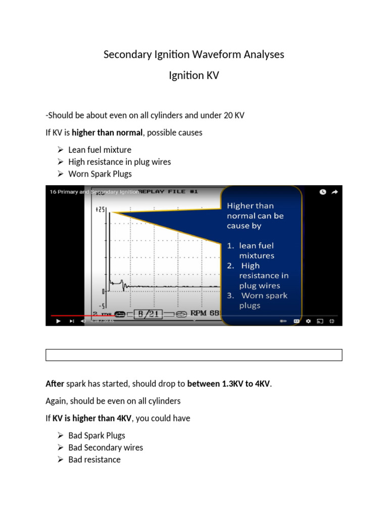 Secondary Ignition Waveform Analyses Report | PDF