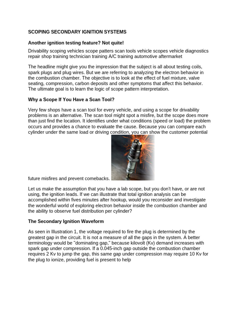 1 Scoping Secondary Ignition Systems | PDF | Ignition System | Combustion