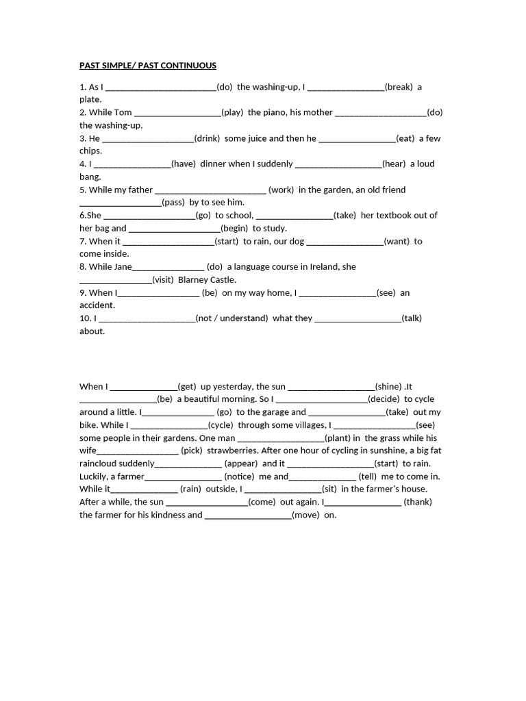 PAST SIMPLE CONTINUOUS | PDF