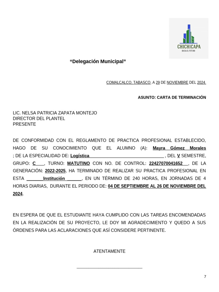 Ejemplo de Carta de Terminacion | PDF