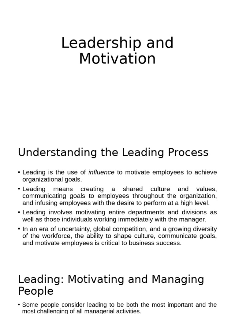Presentation5 Leadership and Motivation | PDF | Motivational | Motivation