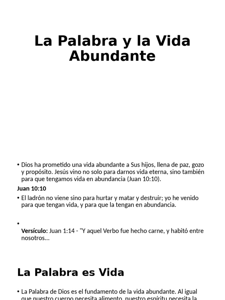 Vida Abundante: La Palabra de Dios | PDF