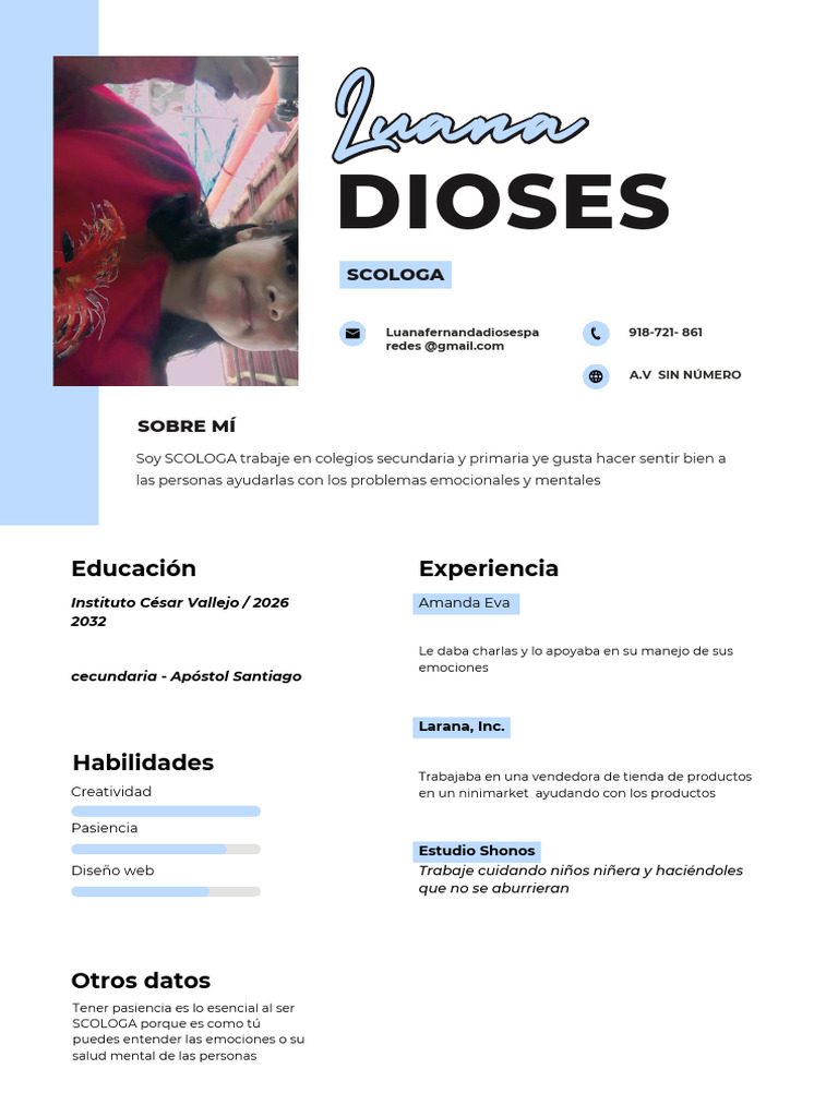 Curriculum Vitae CV Sencillo Moderno Azul y Blanco | PDF