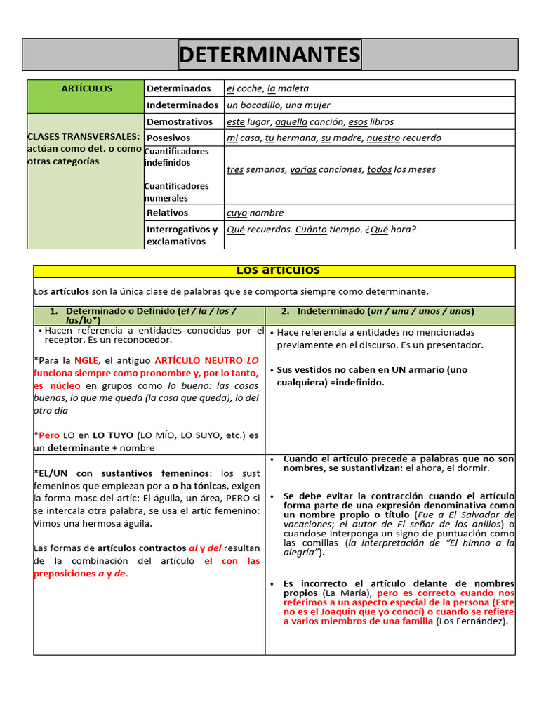 Determinantes y Pronombres | PDF | Adjetivo | Adverbio