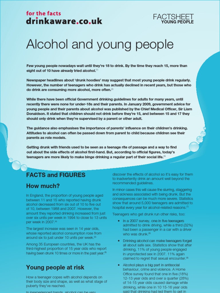 Alcohol and Young People: Factsheet | PDF | Alcoholism | Alcohol ...