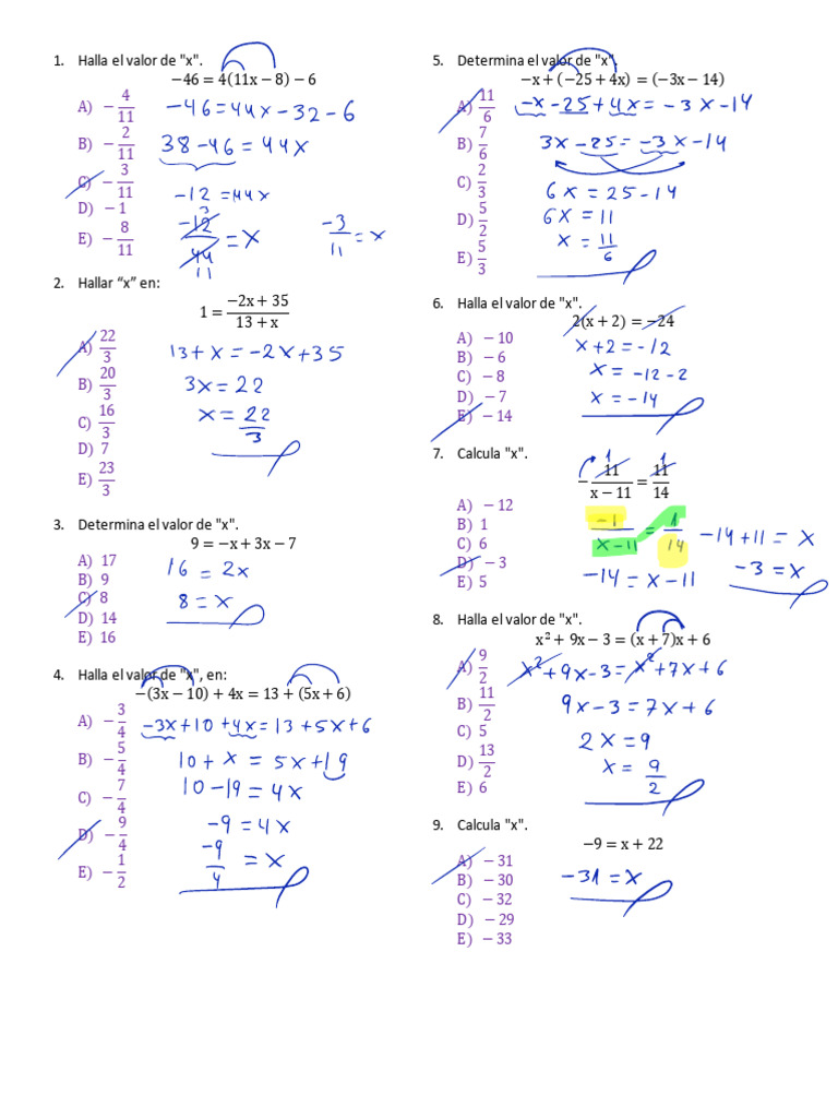 1ro RM - Ecuaciones Lineales Operativo (Clase) | PDF
