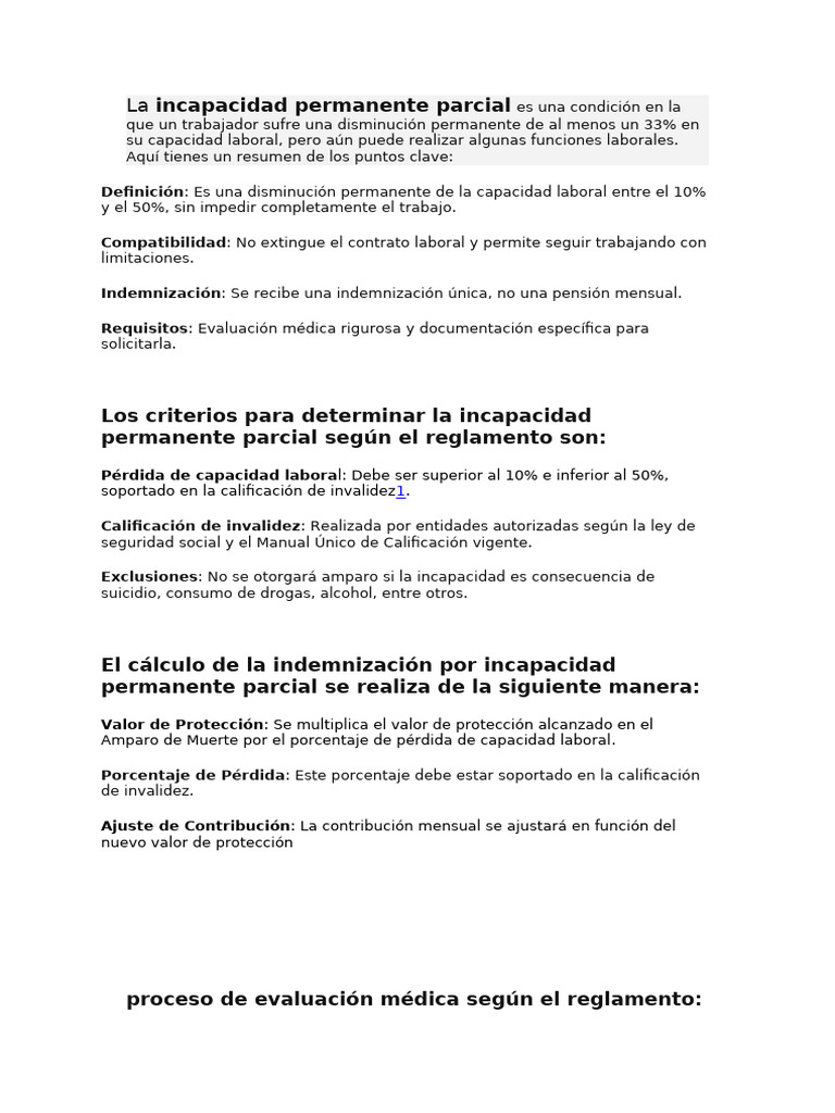 Incapacidad Permanente Parcial: Claves | PDF