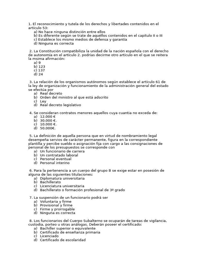 Cuestionario de Derecho Administrativo | PDF | Ministerio (Departamento ...