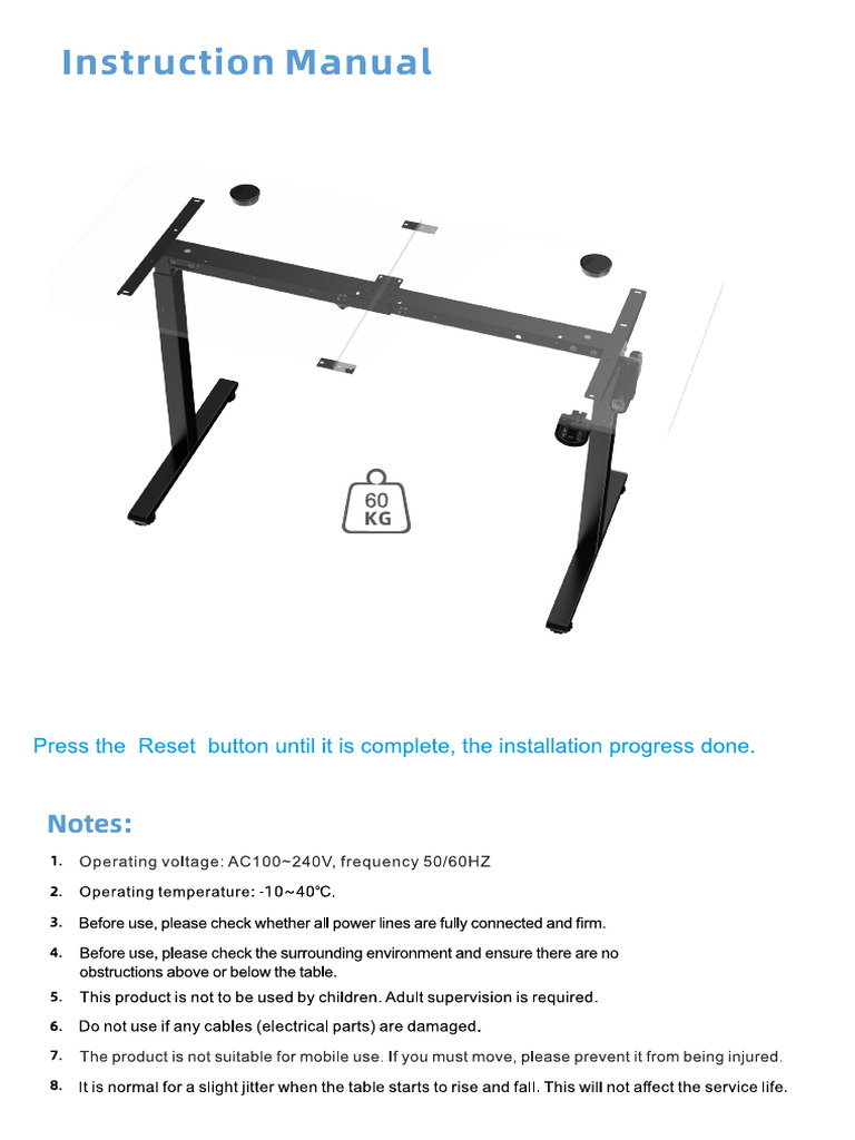 Matrix 120 Height Adjustable Desk Motor Instruction | PDF