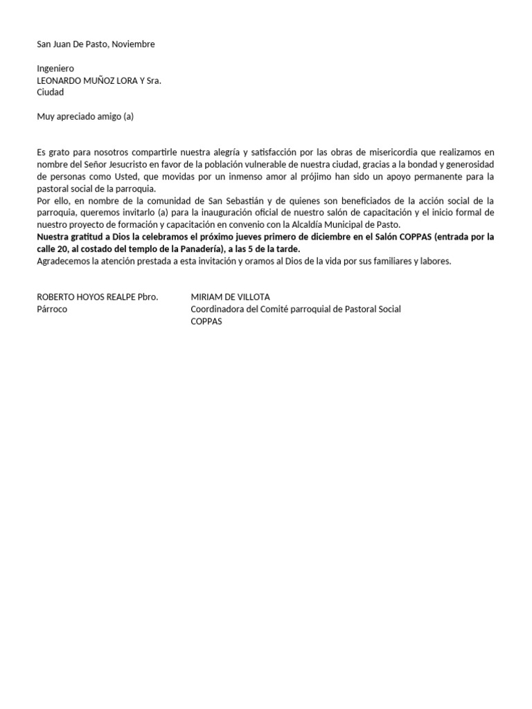 Carta de Invitación | PDF