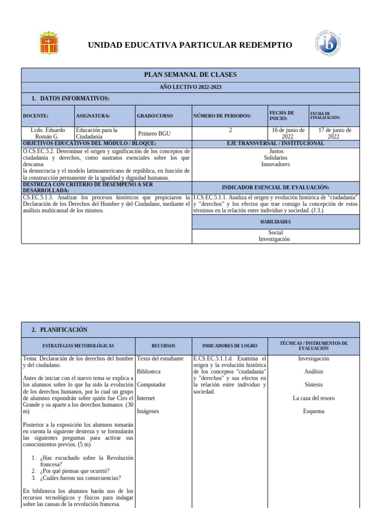 BGU. 1. EC. PdC. 5 | PDF | Evaluación | Ciudadanía