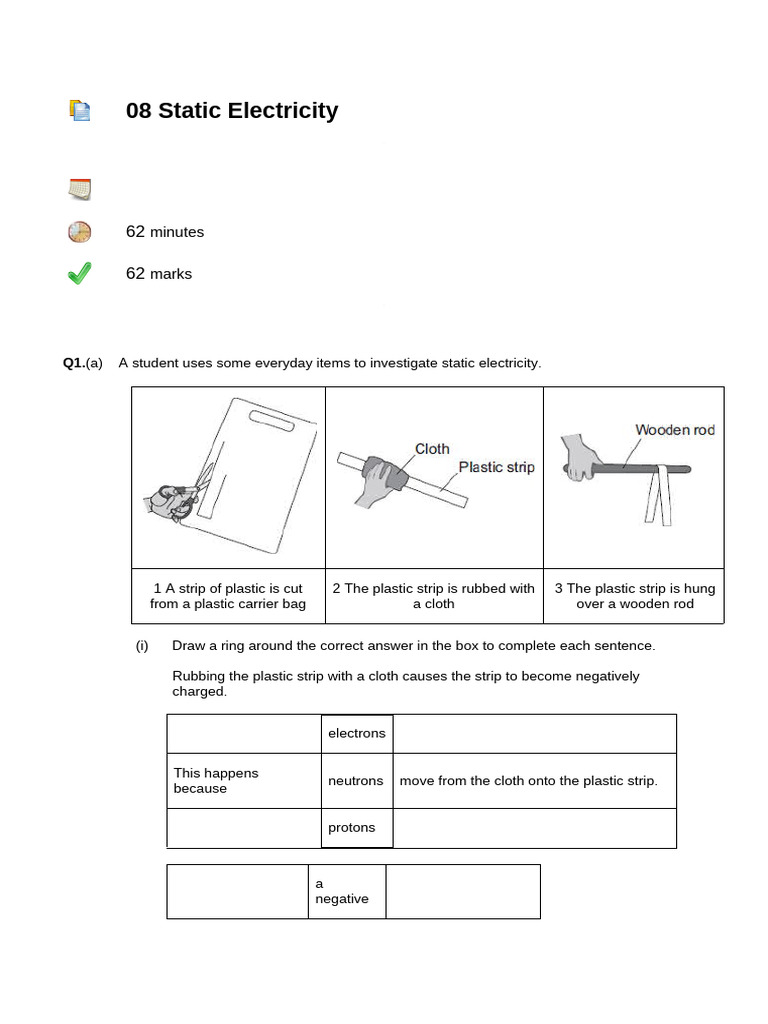P2 08 Static Electricity | PDF | Electric Charge | Force