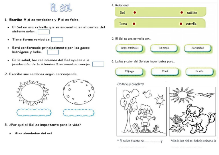 Ficha El Sol Es Una Estrella | PDF