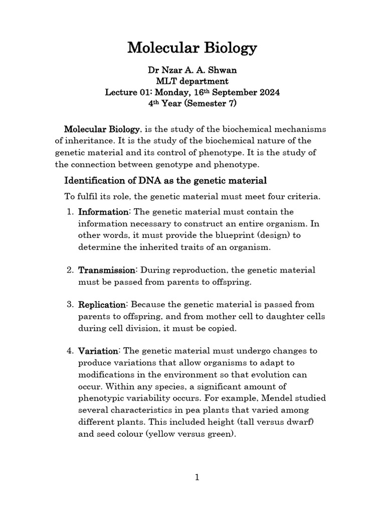 Lec - 1 - 2 | PDF | Nucleotides | Base Pair
