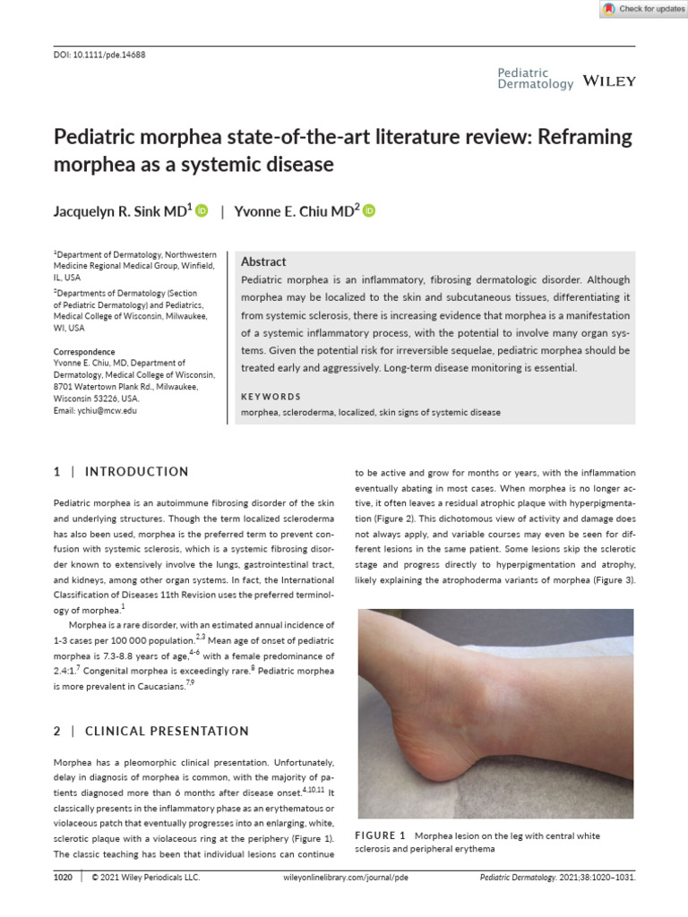 Pediatric Morphea State of The Art Literature Review - Ped Derm2021 ...