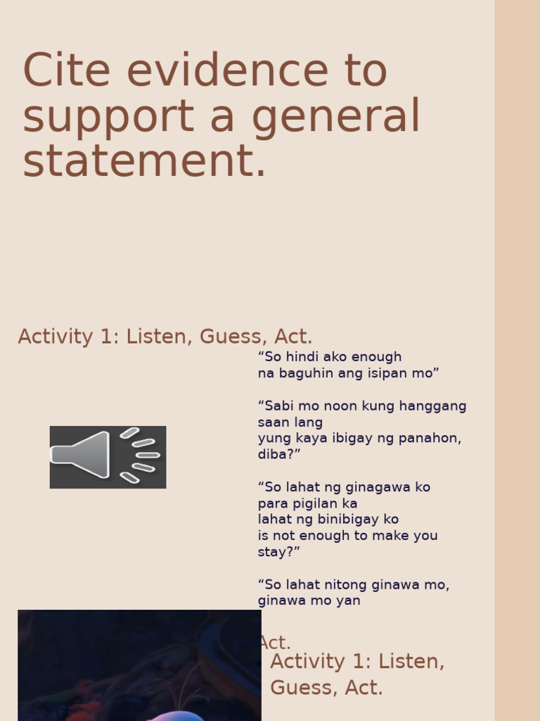 Citing Evidence to Support Statements | PDF