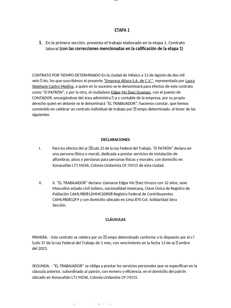 Actividad 9 Proyecto Integrador Etapa 2 | PDF | Derecho laboral | Salario