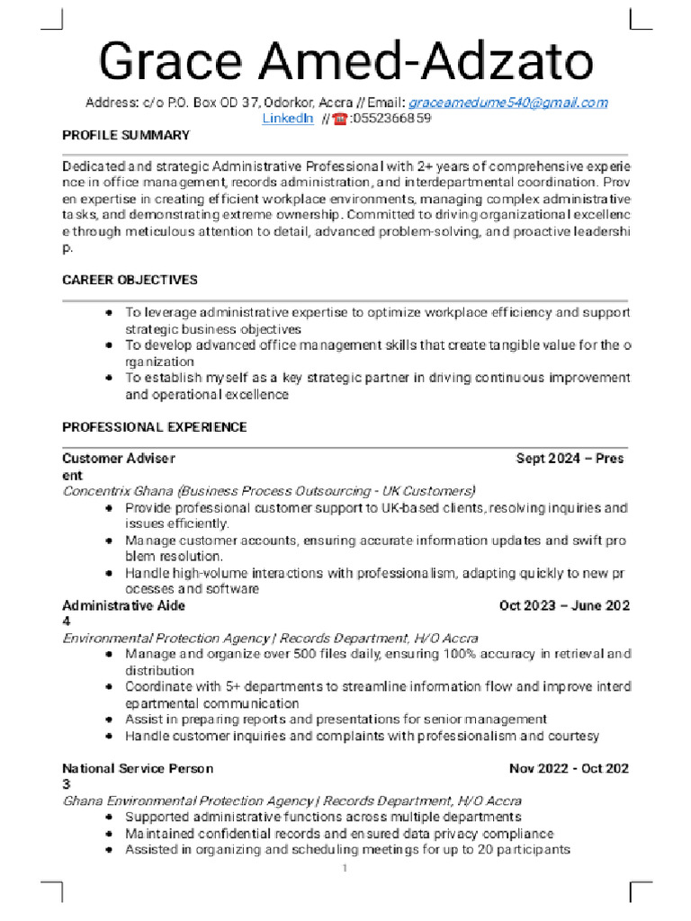 Grace Amed-Adzato CV Phoenix | PDF