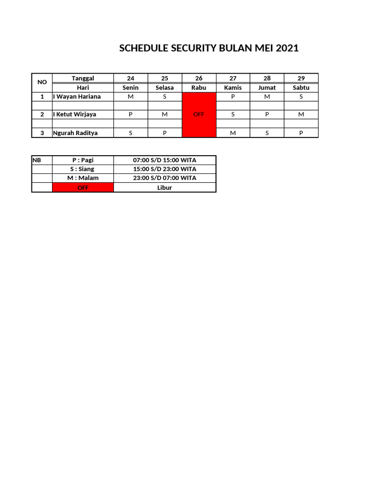 Security Schedule May-Dec 2021 | PDF