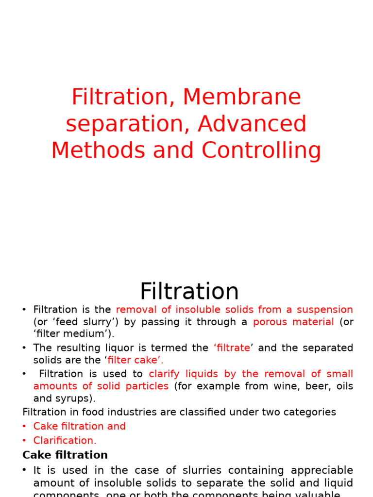 Filtration, Membrane Separation, Advanced Methods and | PDF ...