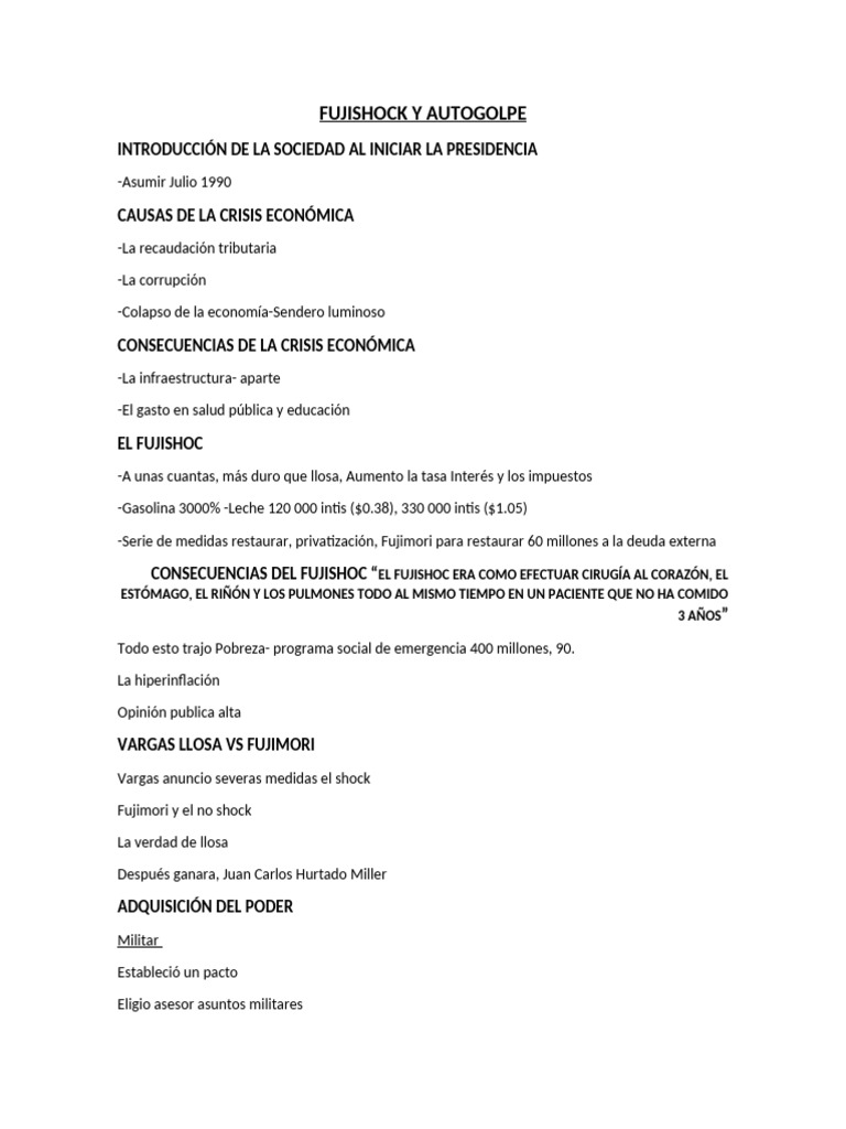 Fujishock y Autogolpe en Perú | PDF | Economias | América del Sur