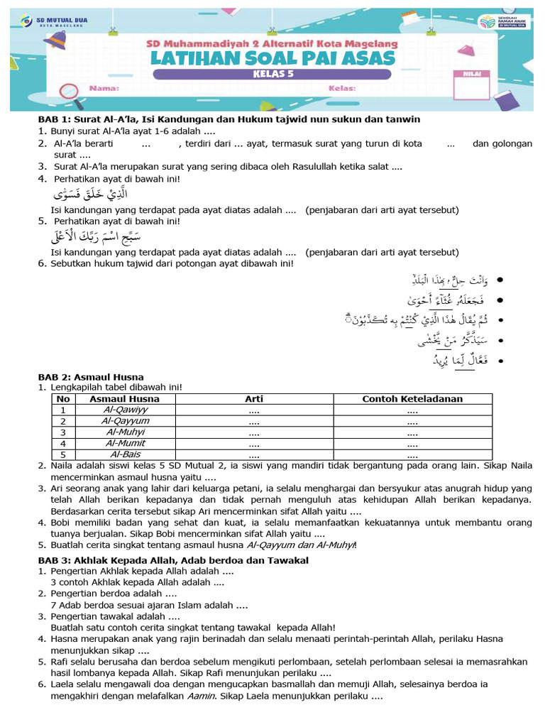 Latihan Soal Pai Kelas 5 Asas | PDF