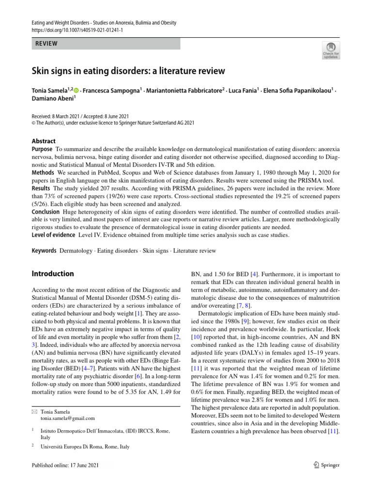 05 - Eating Disorder and Skin Signs - Weight Disorders 2021 | PDF ...