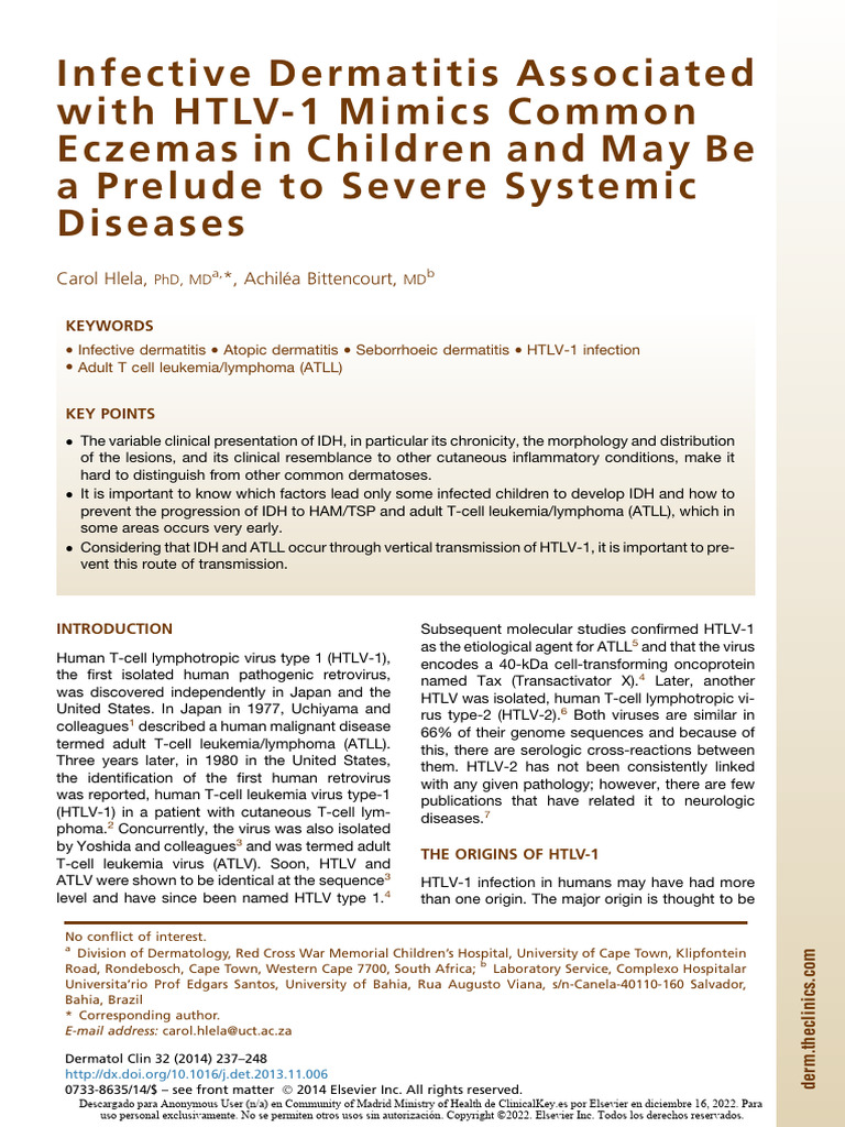 06 - Infective Dermatitis Mimicks Eccema - Dermatologic Clinics 2014 | PDF | Immune System ...